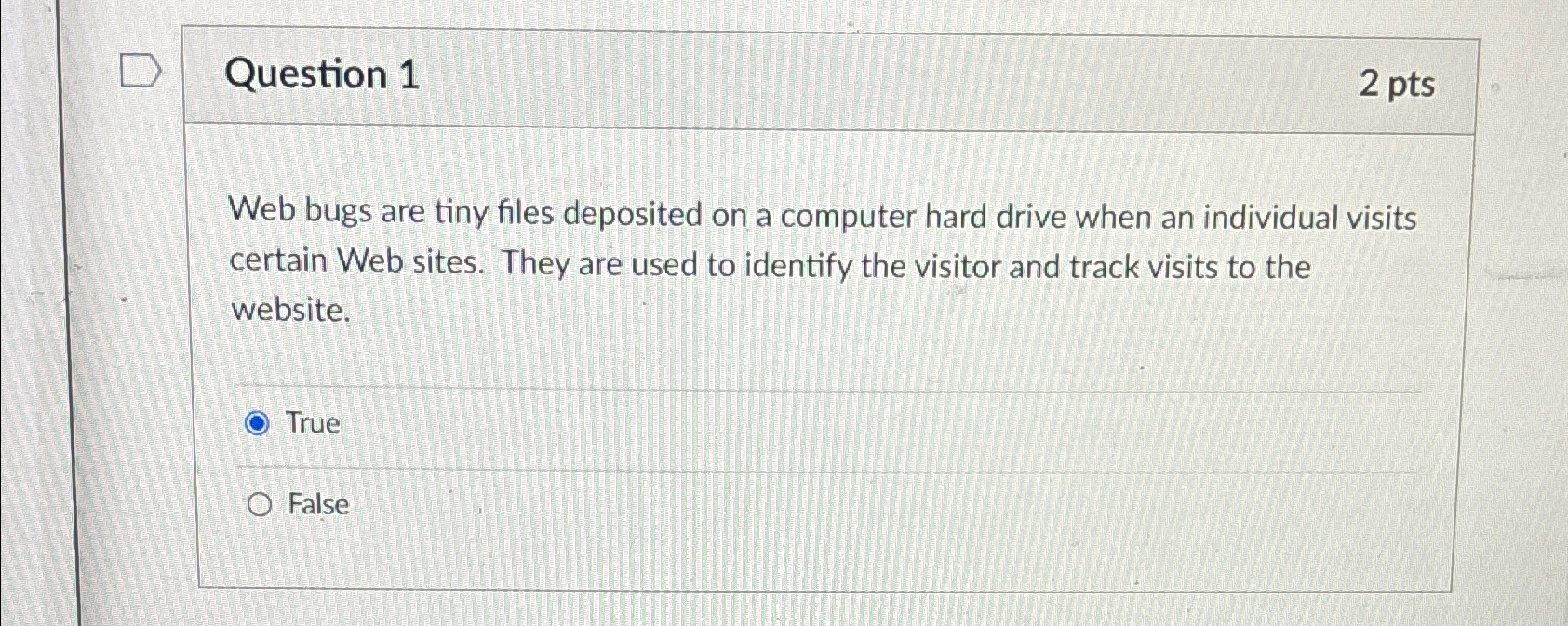 Solved Question 12 ﻿ptsWeb bugs are tiny files deposited on | Chegg.com