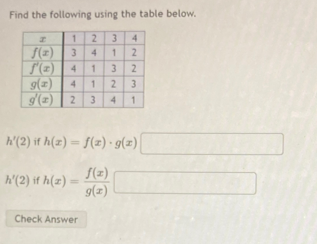 Solved Find the following using the table | Chegg.com