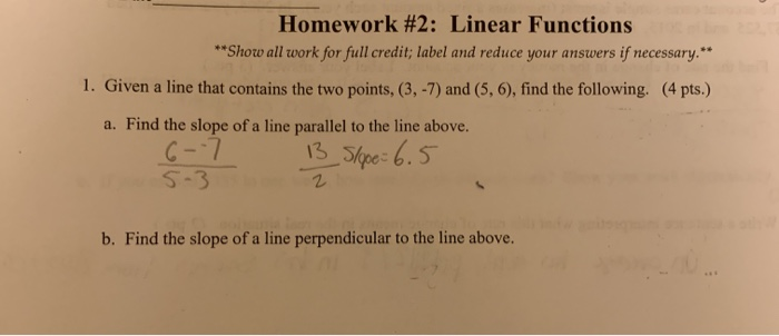 Solved Homework #2: Linear Functions **Show all work for | Chegg.com