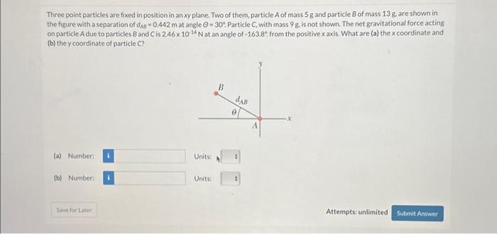 Solved Three point particles are fixed in position in an xy | Chegg.com