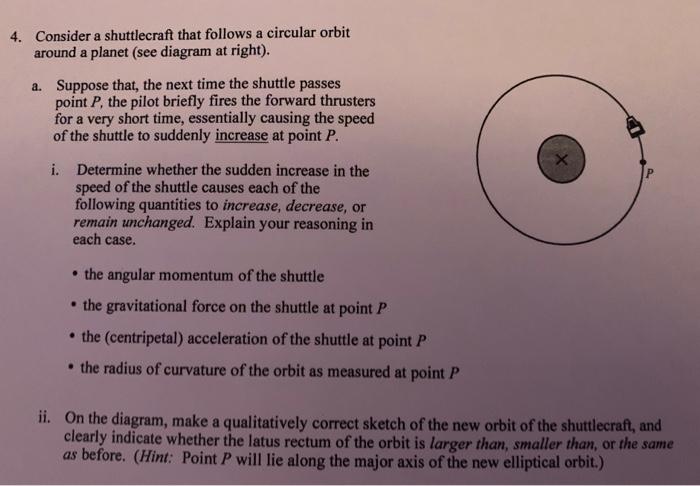 Solved Consider a shuttlecraft that follows a circular orbit | Chegg.com