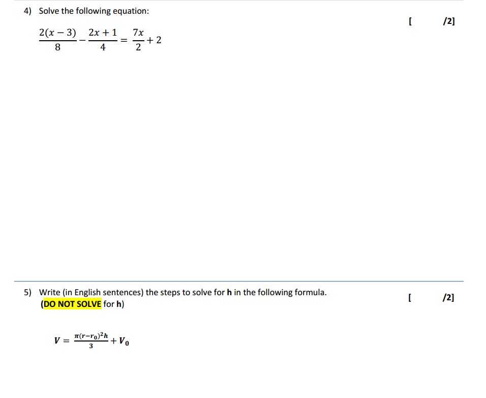 Solved Solve the following equation:2(x-3)8-2x+14=7x2+2Write | Chegg.com