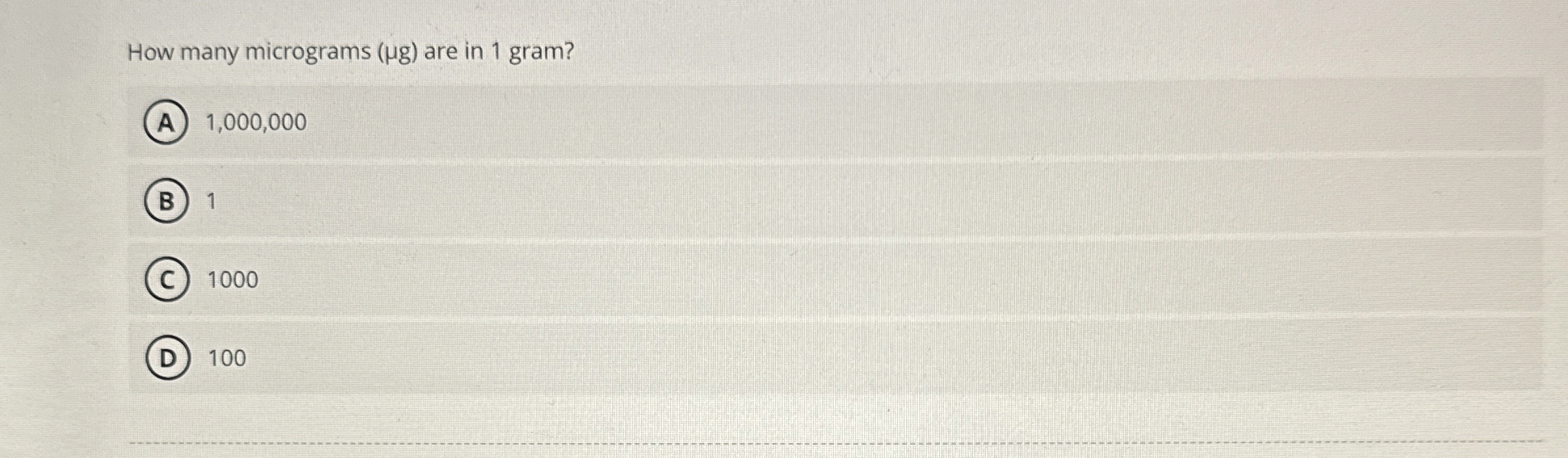 Solved How many micrograms (μg) ﻿are in 1 | Chegg.com