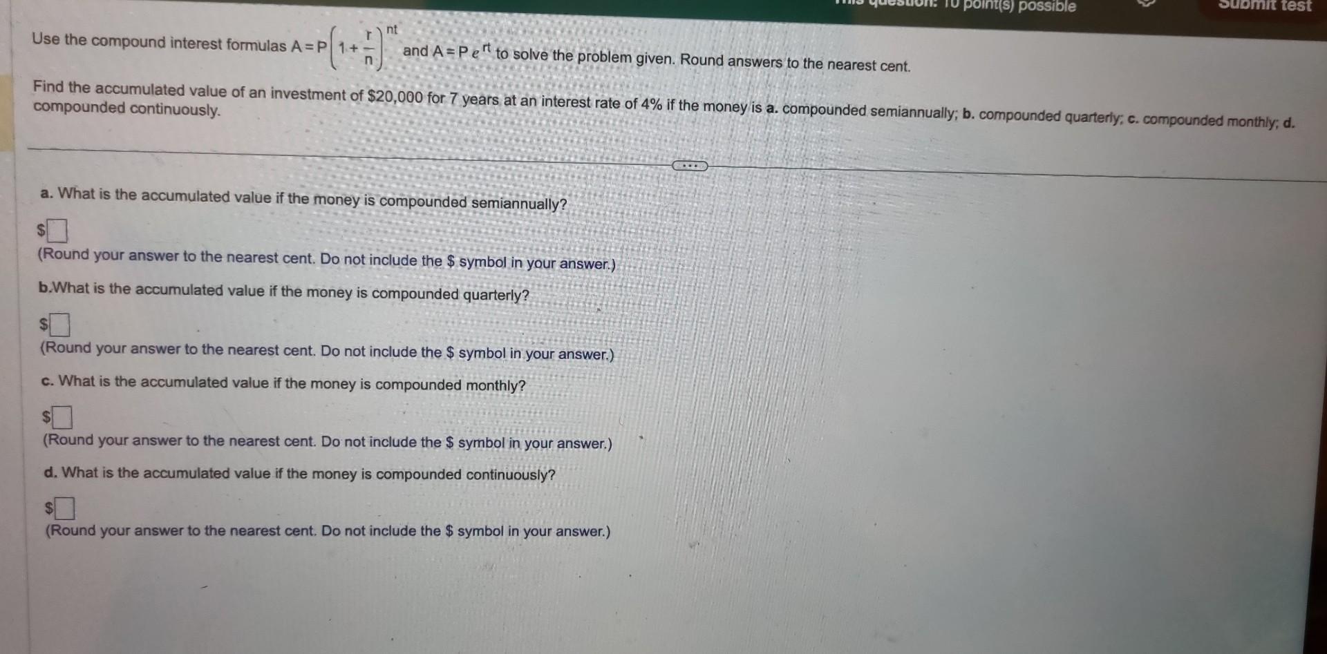 Solved Use the compound interest formulas A=P(1+nr) and A=P | Chegg.com