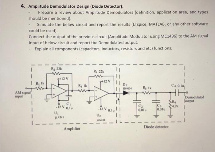 4. Amplitude Demodulator Design (Diode Detector): | Chegg.com