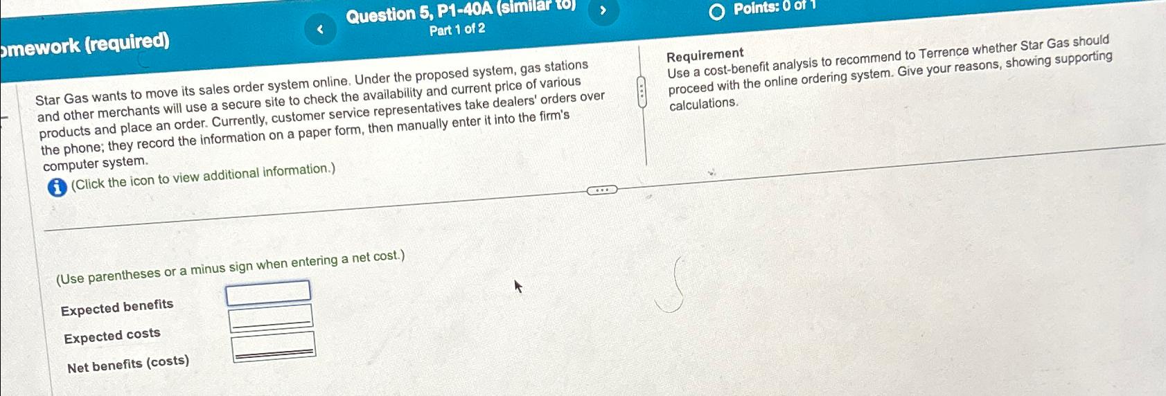 Solved smework (required)Question 5, ﻿P1-40A (similar | Chegg.com