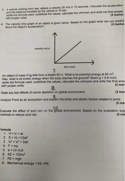 Solved 5. A vehicle starting from rest, attains a velocity | Chegg.com