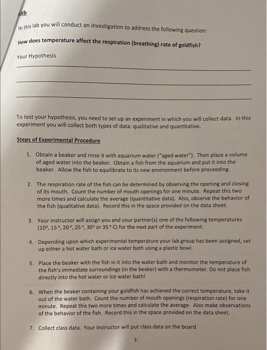 Solved In this lab you will conduct an investigation to | Chegg.com