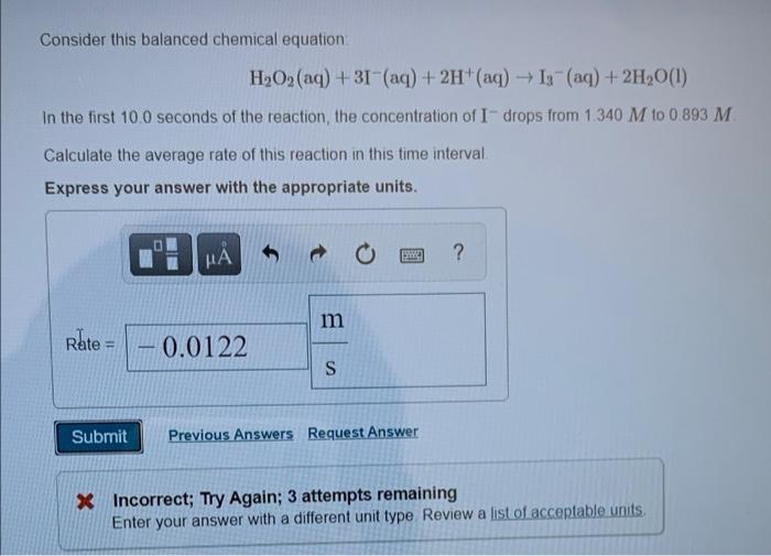 Solved Consider this balanced chemical equation H2O2(aq) | Chegg.com
