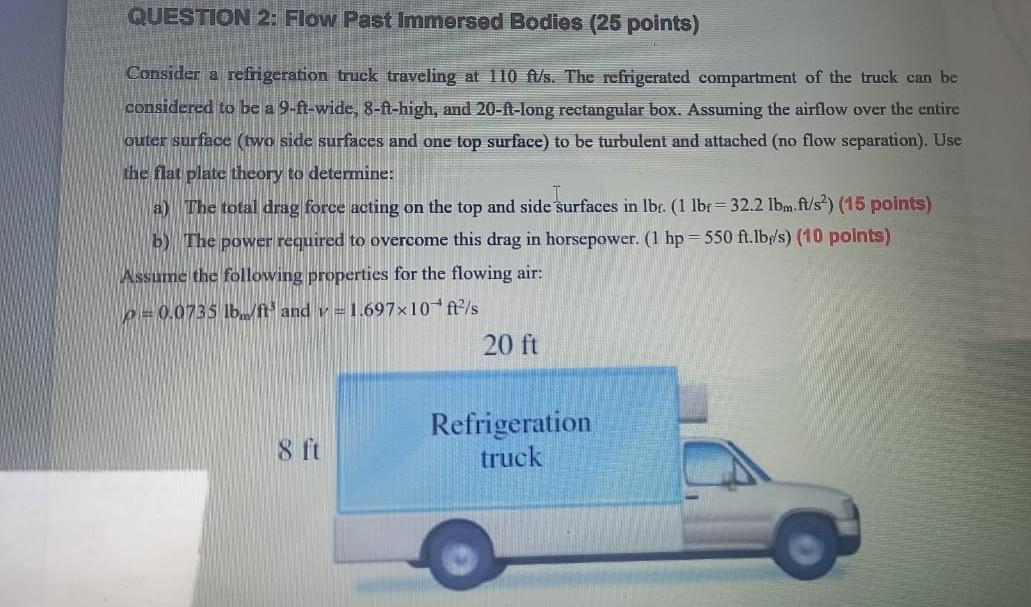 Solved Consider a refrigeration truck traveling at 110 ft/s. | Chegg.com