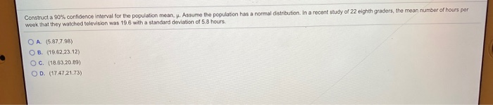 Solved Construct a 90% confidence interval for the | Chegg.com