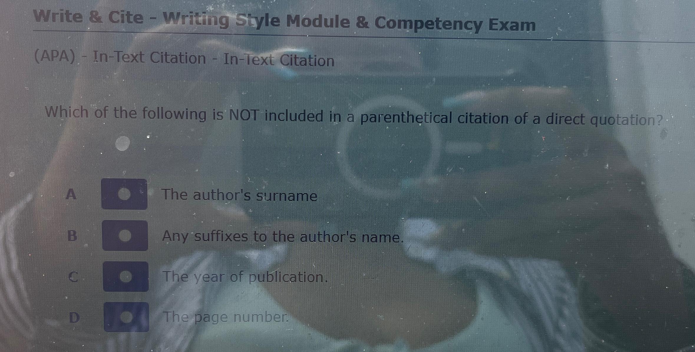 Solved Write & Cite - ﻿Writing Style Module & Competency | Chegg.com