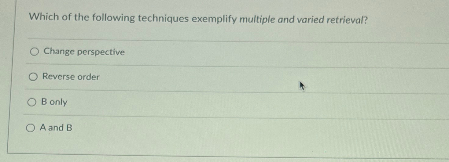 Solved Which of the following techniques exemplify multiple | Chegg.com