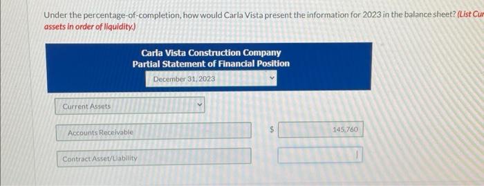 Solved Assume that Carla Vista Construction Company has a | Chegg.com