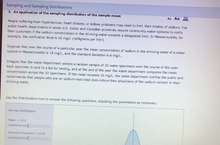 Solved Sampling and Sampling Distributions 2. An application | Chegg.com