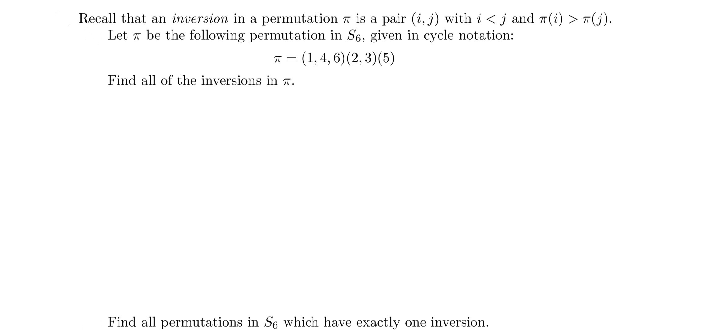 Recall That An Inversion In A Permutation π ﻿is A