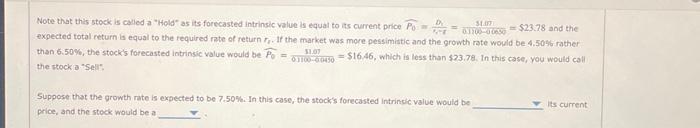 Solved expected total return is equal to the required rate | Chegg.com