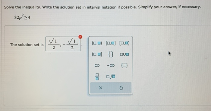 Solved Solve the inequality. Write the solution set in | Chegg.com