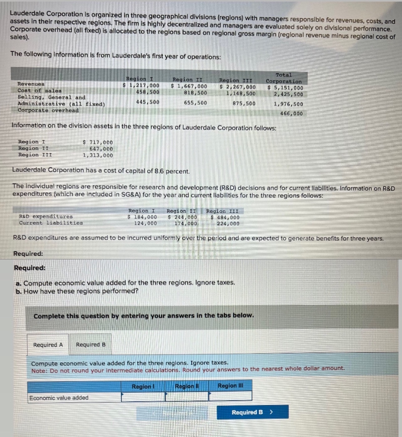 Lauderdale Corporation is organized in three | Chegg.com