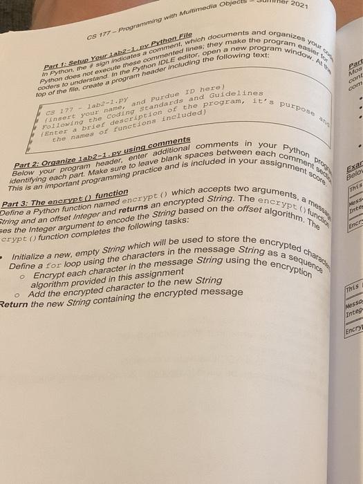 Solved CS 177 - Programming with Multimedia Objects - Summer | Chegg.com