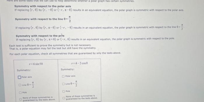Solved Symmetry with respect to the polar axis If replacing | Chegg.com
