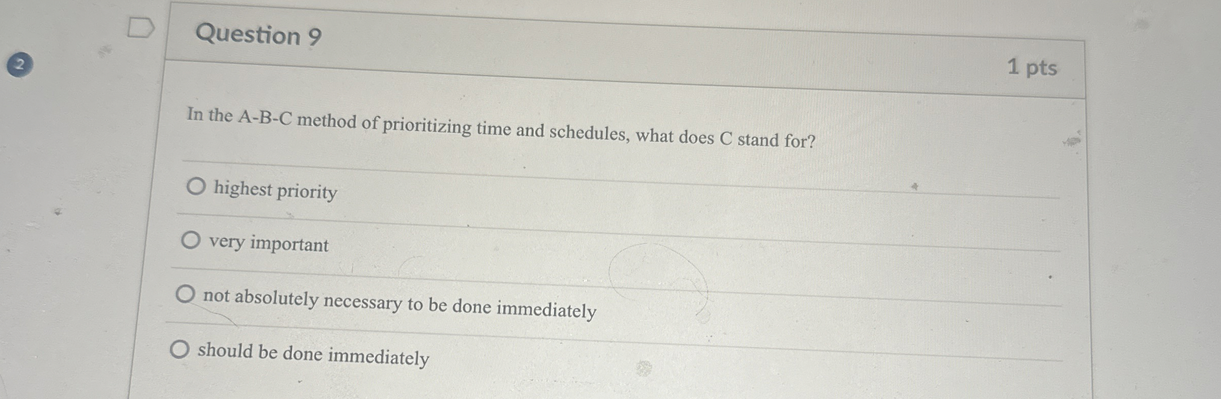 Solved Question 91 ﻿ptsIn the A-B-C method of prioritizing | Chegg.com