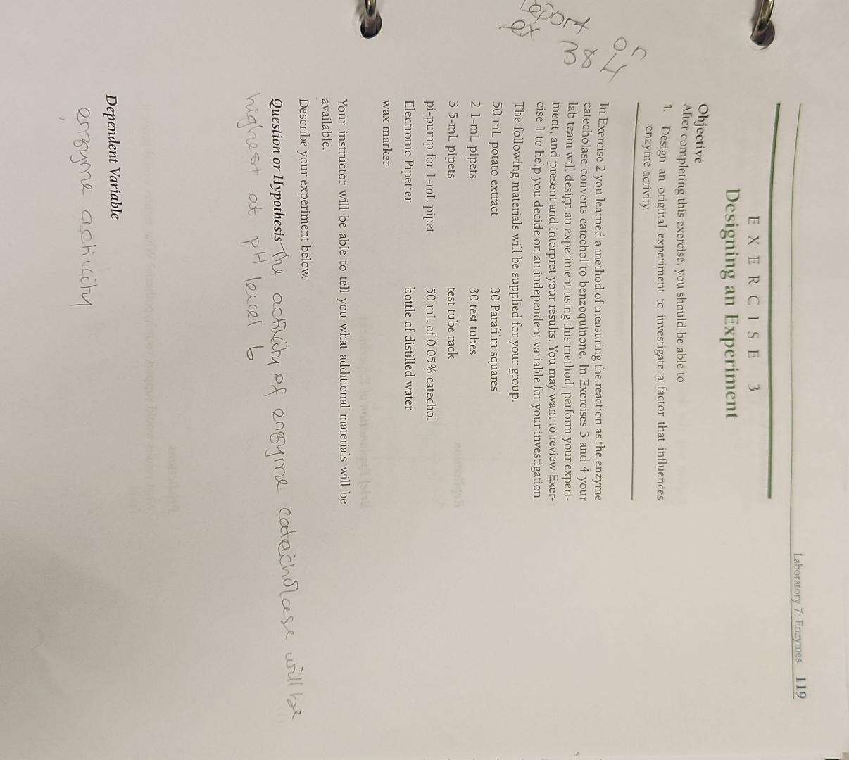 Solved Laboratory 7: Enzymes 119 E X E R C I S E 3 Designing | Chegg.com