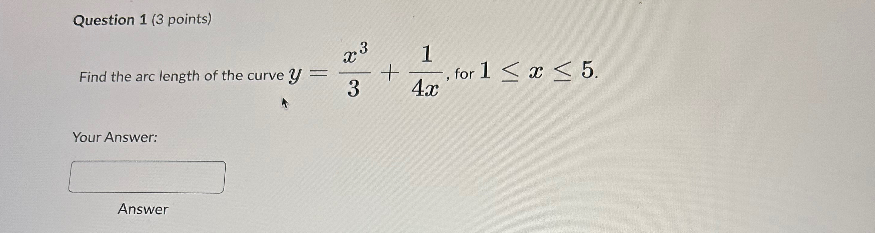 Solved Question 1 (3 points)Find the arc length of the | Chegg.com Solved Question 1 (3 points)Find the arc length of the | Chegg.com