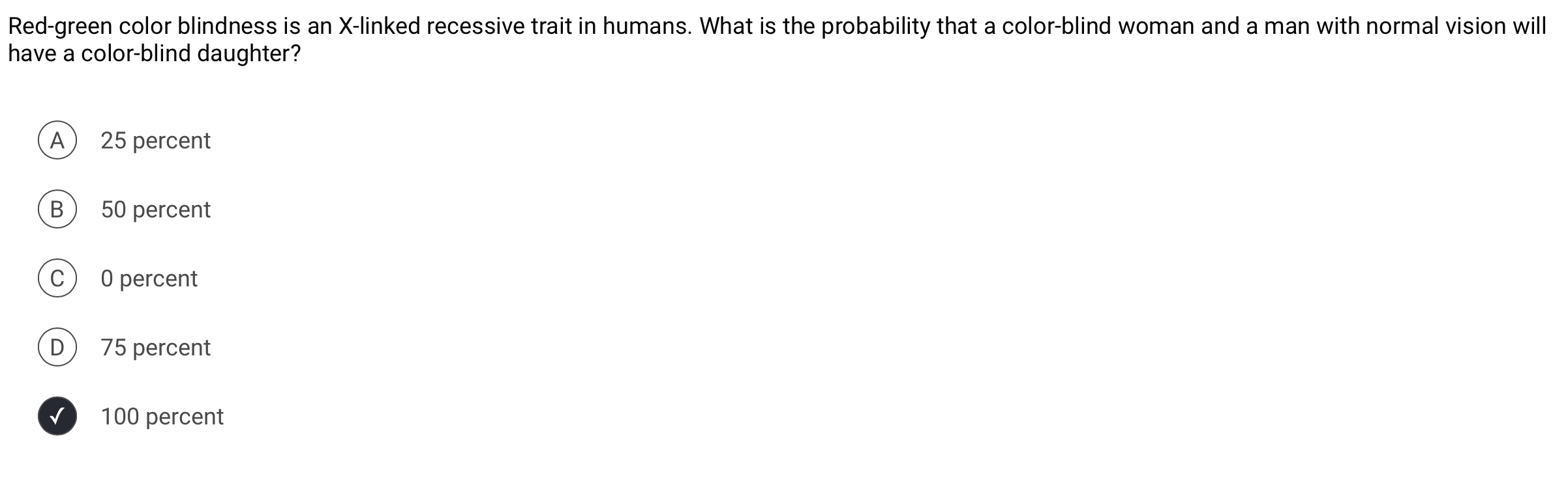 Solved Red-green color blindness is an X-linked recessive | Chegg.com