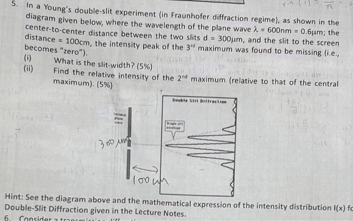 [Solved]: 5. In a Young's double-slit experiment (in Fr