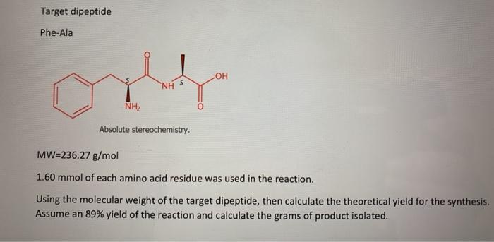 Solved Target dipeptide Phe-Ala ОН orly Absolute | Chegg.com