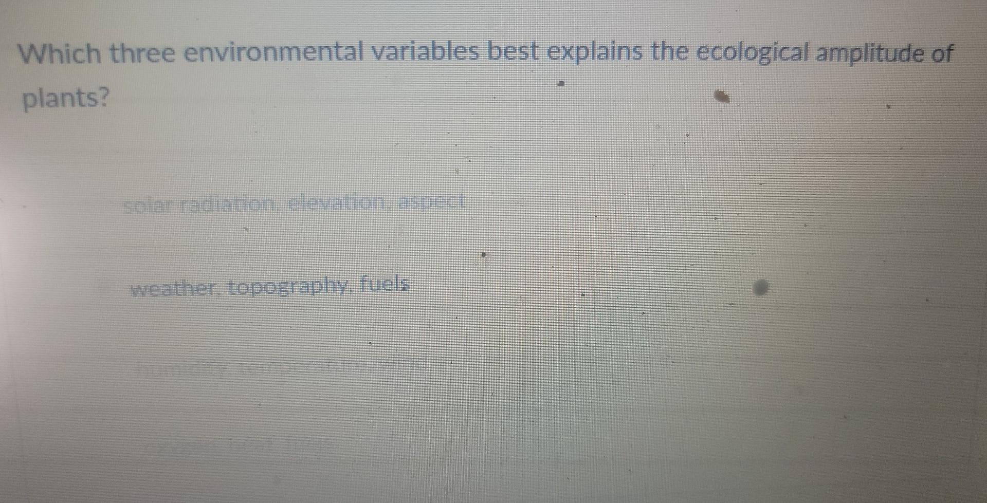Solved Which three environmental variables best explains the | Chegg.com