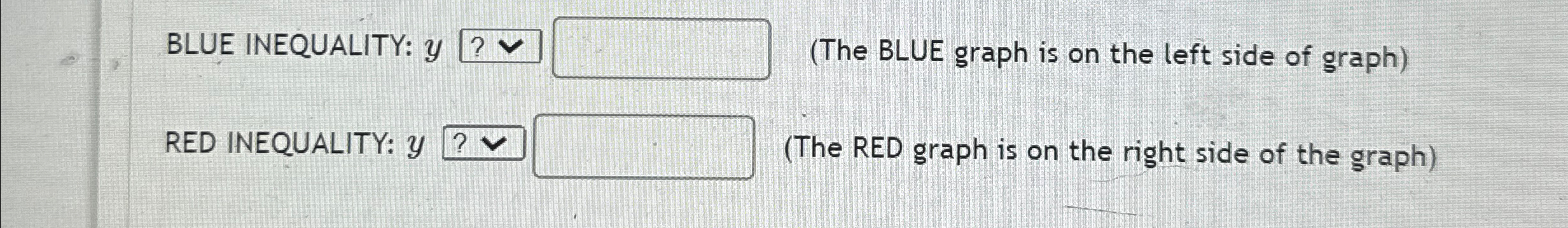 BLUE INEQUALITY: y?vv(The BLUE graph is on the left | Chegg.com