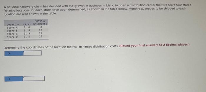 Solved A national hardware chain has decided with the growth | Chegg.com