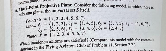 6. The 7-Point Projective Plane Consider the | Chegg.com