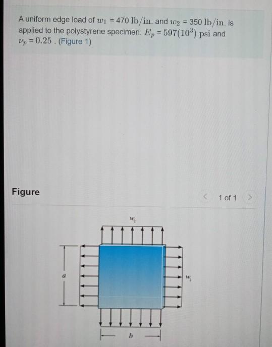 Solved A uniform edge load of wi = 470 lb/in. and W2 = 350 | Chegg.com