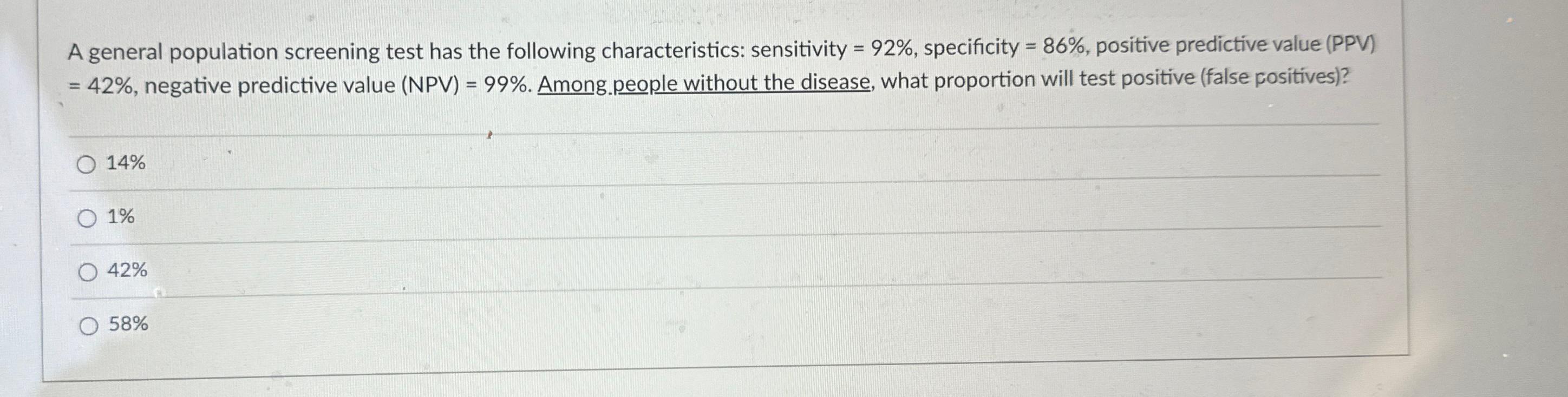 Solved A general population screening test has the following | Chegg.com