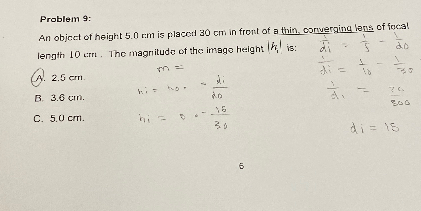 Solved Problem 9:An object of height 5.0cm ﻿is placed 30cm | Chegg.com | Chegg.com