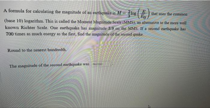 Solved A formula for calculating the magnitude of an | Chegg.com