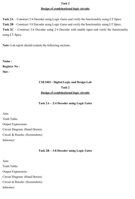 Solved Digital Logic and Design QuestionTask 2A – Construct | Chegg.com