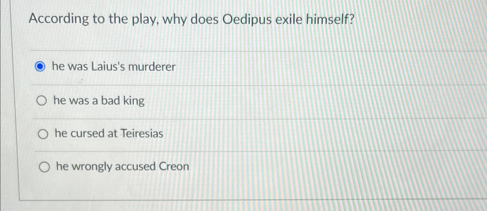 Solved According to the play, why does Oedipus exile | Chegg.com