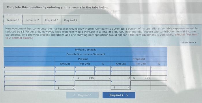 Solved Problem 6-29 (Algo) Changes in Cost Structure; | Chegg.com
