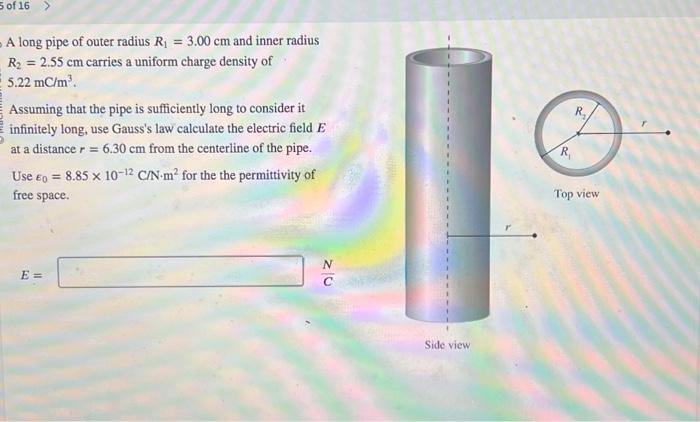 Solved A long pipe of outer radius R1=3.00 cm and inner | Chegg.com