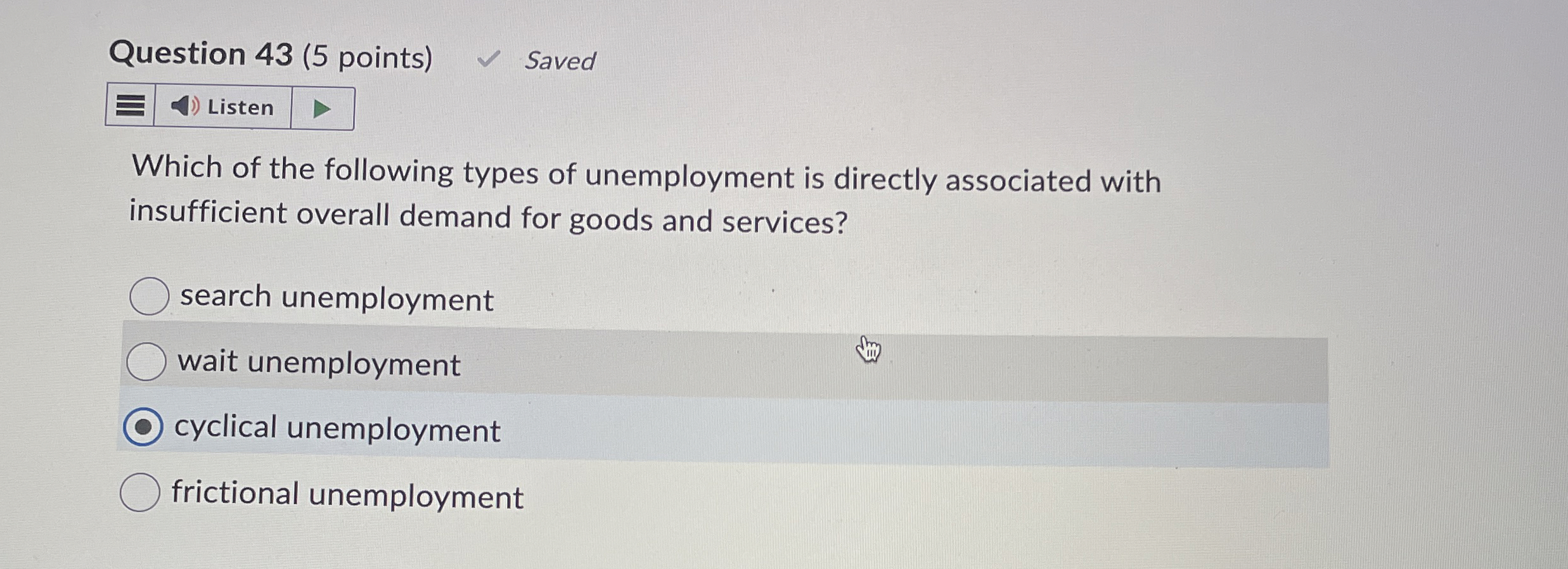 Solved Question 43 (5 ﻿points) ﻿SavedListenWhich of the | Chegg.com