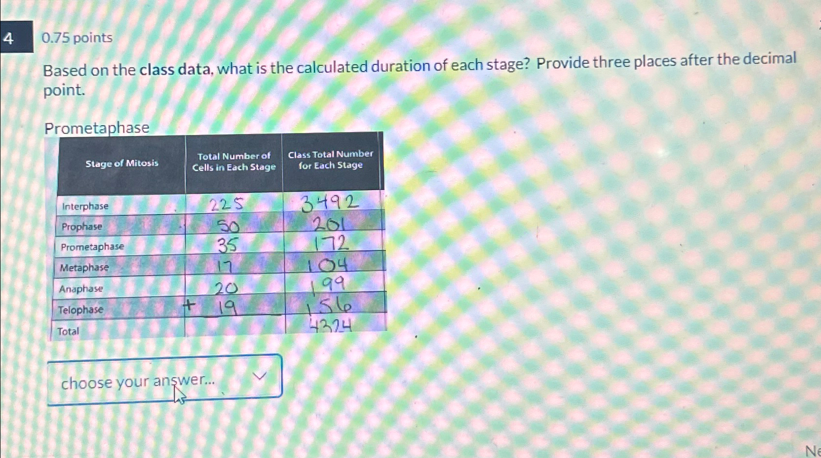 Solved 40.75 ﻿pointsBased on the class data, what is the | Chegg.com