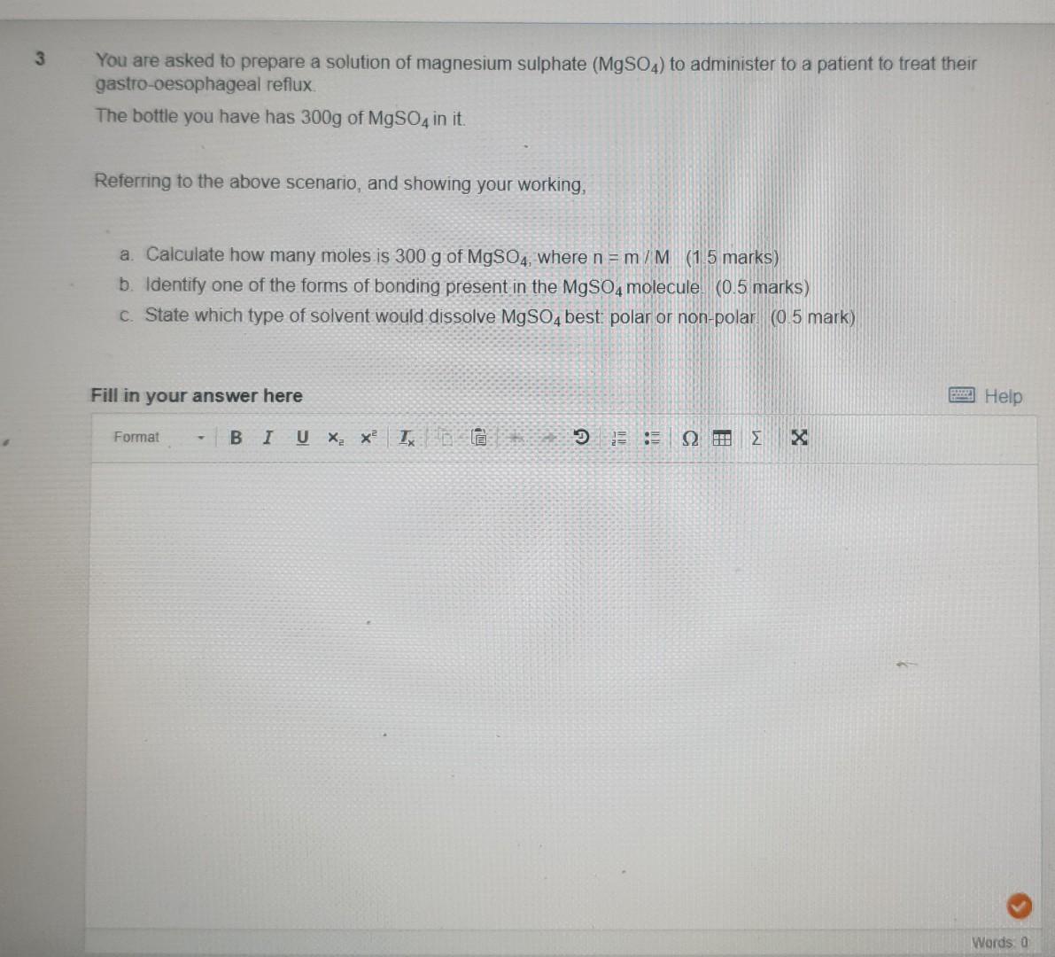 Solved 3 You are asked to prepare a solution of magnesium | Chegg.com