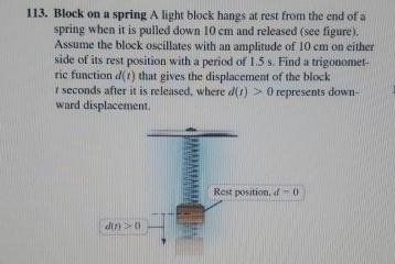 Solved Block on a spring A light block hangs at rest from | Chegg.com