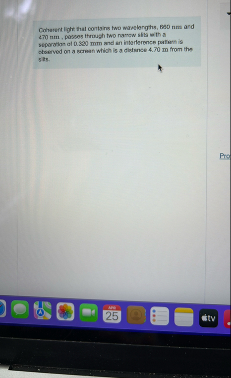 Solved Coherent light that contains two wavelengths, 660 ﻿nm | Chegg.com