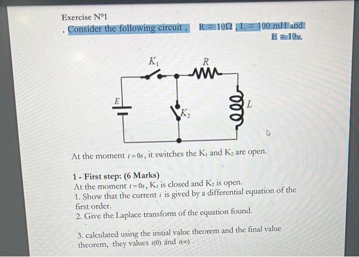 Solved Exercise N∘1 - Consider the following circuit, | Chegg.com