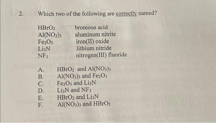 Solved Which two of the following are correctly named? | Chegg.com
